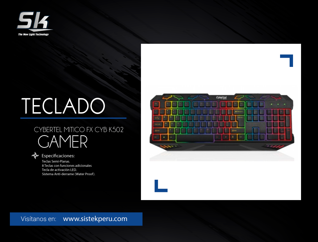 TECLADO GAMER CYBERTEL MITICO FX CYB K502 | Sistek Peru