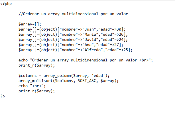 Ordenar Un Array Multidimensional Por Un Valor En Php Sistek Peru